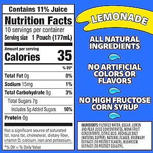 Capri Sun Lemonade Naturally Flavored Kids Juice Drink (10 ct Box, 6 fl oz Pouches)