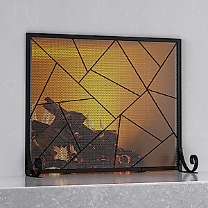 Fire Beauty Fireplace Screen Decorative Mesh Geometric Fire Spark Guard Gate Cover for Home