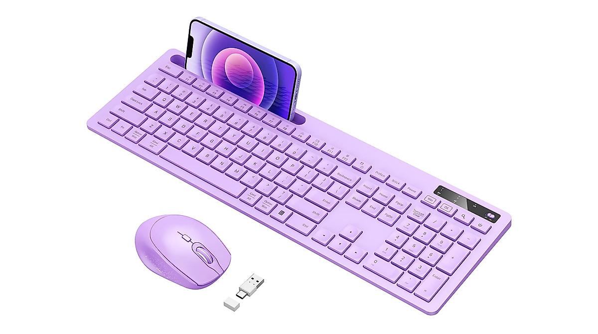 Keyboard and Mouse Wireless, Vivefox Wireless Keyboard with Phone ...