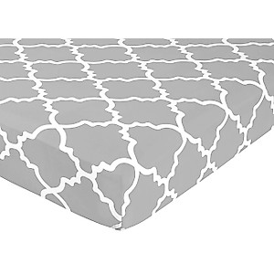 Fitted Crib Sheet for Gray and White Trellis Collection Baby/Toddler Bedding - Trellis Print