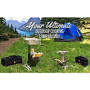 Spitfire Rocket Stove Patrol, Camp Rocket Stove Wood Burning Portable Stove w/Travel Case, Collapsible Backpacking Wood Stove, Rocket Camp Stove, Outdoor cooking stove Estufa De Leña Para Cocinar
