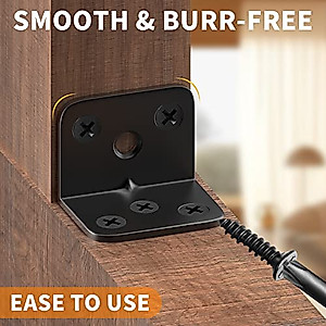 18PCS L Bracket Small Shelf Bracket, Heavy Duty L Brackets for Shelves, Premium Corner Bracket Angle Bracket, Black Metal Corner Brace for Wood Furniture Cabinet +108 Screws (1.5x1.1x1.1 inch)