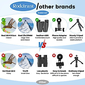 25X30 HD Binoculars for Adults with Universal Phone Adapter,Tripod and Tripod Adapter- Large View Waterproof Binoculars with Super Bright for Bird Watching,Hunting,Theater and Concerts