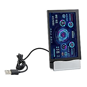 5in IPS Computer Monitor Type C AIDA64 PC Temperature Display Screen PC CPU GPU RAM Data Monitor Support Network Speed, Date, Time, Volume and Weather Forecast