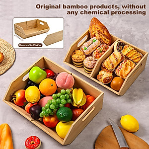 BYOA Official 2 Set Bamboo Storage Bins, Pantry Organizers and Storage, Kitchen Countertop Organization and Storage Basket for Produce, Onions, Potatoes, Garlic, Fruits, Vegetable and Bread