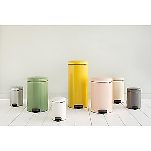 Brabantia New Icon Step On Soft Closing Kitchen Garbage/Trash Can, 1.3 Gal, White