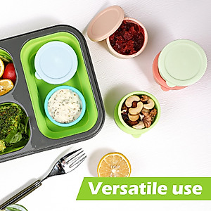 Webake 2.5 oz Salad Dressing Container to Go, 6 Pack Silicone Sauce Container with Lids, Leakproof Condiment Container Fits in Bento Box for Lunch, Reusable Sauce Cups for Office, Travel, Picnic