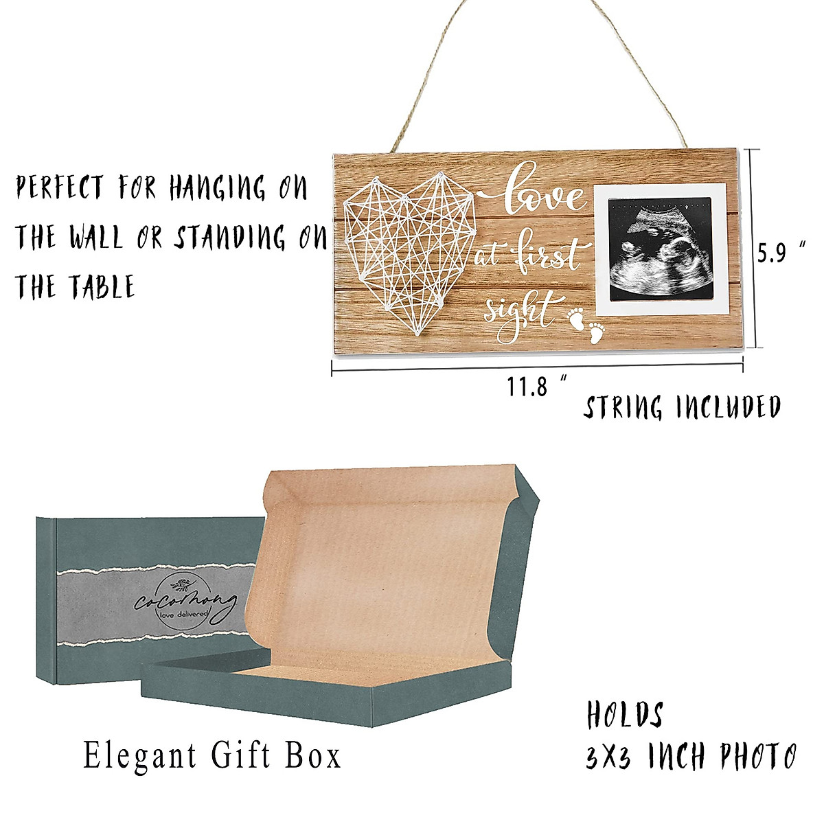 Yasirona TOMENGBEIAABBCC cocomong Ultrasound Picture Frame, Love at First Sight Sonogram Picture Frame for 3x3 Photo, Pregnancy Gifts for First Time Moms, Gender Reveal Gifts, Baby Nursery Decor