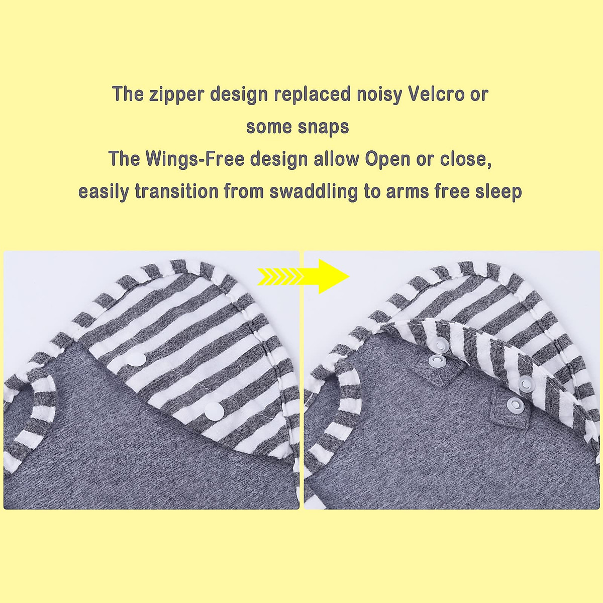 aQuooky Baby Blanket Sack with Arms Free Design,Transition to Arms Free Wearable for Newborn Girl and Boy,Medium 3-6Months, Grey Color