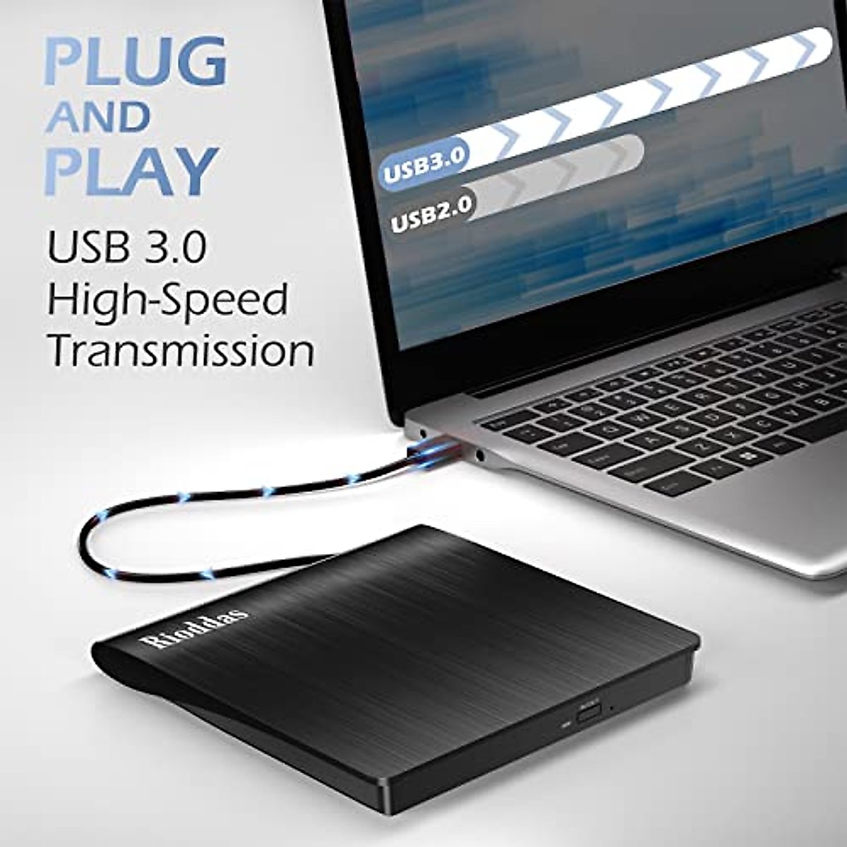 External CD/DVD Drive for Laptop USB 3.0 CD/DVD Player Portable CD DVD +/-RW Burner DVD/CD ROM Reader Rewriter Writer Disk Drive Compatible with Laptop Desktop PC Windows Apple Mac Pro MacBook Linux