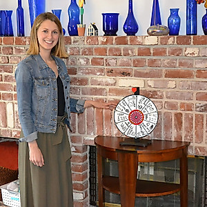 Whirl of Fun 12 Inch White Prize Wheel-Spinning Wheel for Prizes with Stand, 10 Slots, Customize Erasable Whiteboard Surface, Portable, Tools and Marker Included, Made in USA