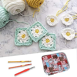 Teamoy Crochet Hook Case Empty, Crochet Hook Organizer with Multiple Pockets for Crochet Needles and Knitting Accessories, Cats Pink