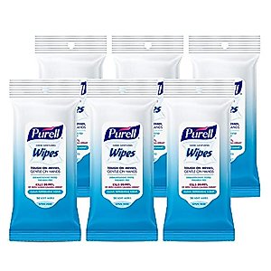 Purell Hand Sanitizing Wipes, Clean Refreshing Scent, 20 Count Travel Pack (Pack of 6) - 9124-09-EC