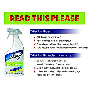 Ultimate Grout Cleaner for Tile Floors Blasts Away Years of Dirt and Grime Making Cleaning Easy. This Heavy Duty Spray Cleaning Solution Produces Amazing results, and it is Safe for Colored Grout and Natural Stone. (1 Quart)