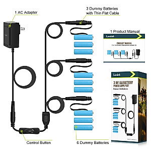 Lenink 1 to 3 AC Power Supply Adapter Kit with On/Off Switch for AA Battery, Replace 3 AA Battery