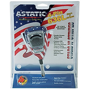 Astatic 302-10309 Stars N' Stripes Noise Canceling 4-Pin CB Microphone