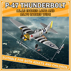 ANBURI RC Plane 4-CH RC Airplane – RC Airplane Ready to Fly Upgrade P47 Thunderbolt Remote Control Airplanes for Beginners Adult with Beginners with Xpilot Stabilization System, & One Key Aerobatic