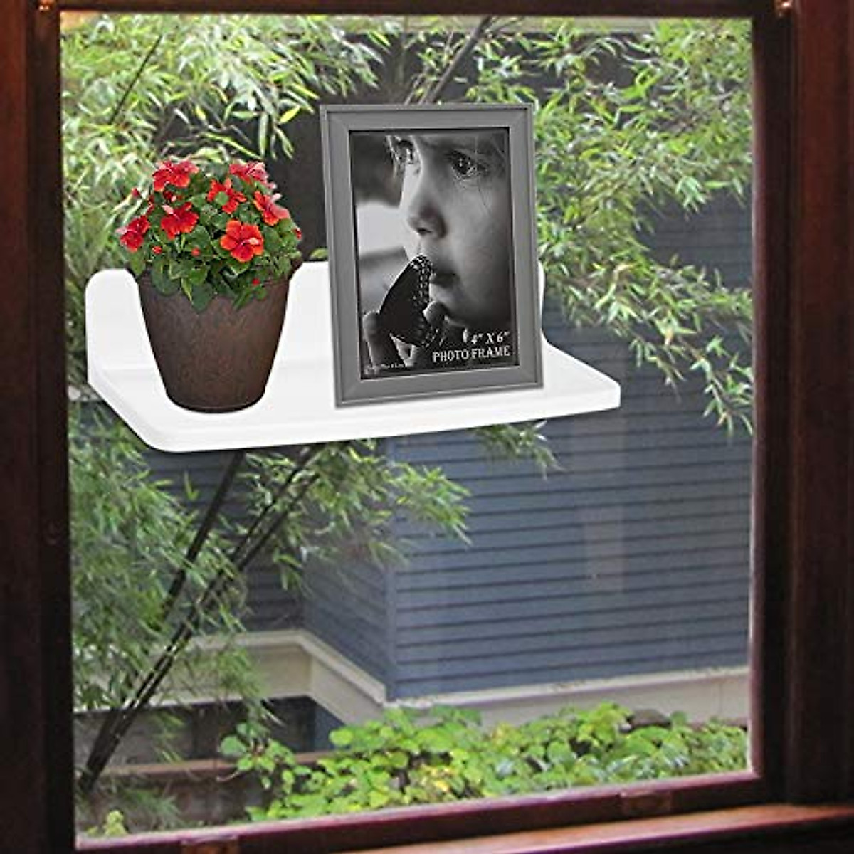 Wall Mounted Small Floating Shelf Stick On Wall Shelves for Bedroom,Kitchen,Bathroom Bedside Shelves to Display Speakers,Photo Frame,Watch,Keys,Cosmetics-Damage Free-Plastic-White(1Pcs/Set)