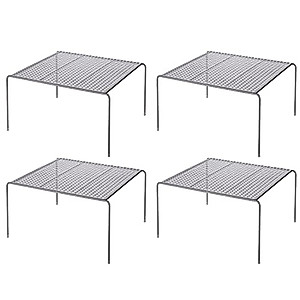 mDesign Modern Metal Square Closet, Cabinet, Countertop Organizer Storage Shelf for Bedrooms, Bathrooms, Entryways and Hallways - Durable Steel, Non-Skid Feet - 4 Pack - Graphite Gray