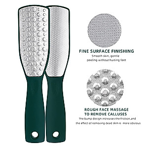 Foot File and Spa Socks Set, Foot Care Pedicure Stainless Steel File, Gel Lined Toeless Spa Socks, Moisturizing Heel Socks (Green+Grey)