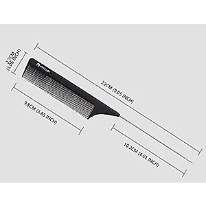 HYOUJIN 7 pcs Hair Comb Set Rat Tail Parting Combs Carbon Wide and Fine Tooth Comb Brush Cutting Comb Professional Styling Hair Combs for Women,Men Accessories with Clips