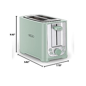 BELLA 2 Slice Toaster with Auto Shut Off - Extra Wide Slots & Removable Crumb Tray and Cancel, Defrost & Reheat Function - Toast Bread, Bagel & Waffle, Sage