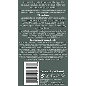 ROMER Skincare Cleanse Nourishing Gel-Oil Cleanser - Gentle Aloe-based Face Wash, Hydrating, Makeup Removing (190ml/6.4oz)