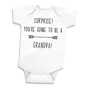Bump and Beyond Designs Baby-Girls Suprise Pregnancy Announcement to Grandpa Newborn Leotard White, 0-3 Months