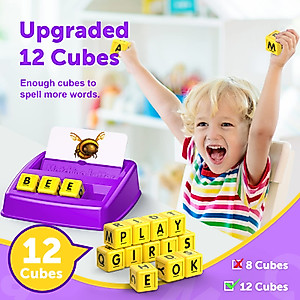 Educational Games for Kids Ages 3-8, Matching Letter Game for Kids Toys for 3-8 Year Olds Boys Girls Birthday Gifts for 3-8 Year Olds Girls Boys Preschool Kindergarten Educational Spelling Toys Purple