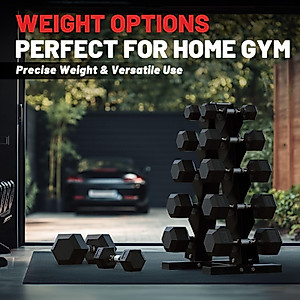 PAPABABE HEX Dumbbell Set, Rubber Encased Home Gym Dumbbells, Exercise & Fitness Weights Dumbbells Set of 2 for Women & Men, Hand Weight for Strength Training (A Pair of 20 25 30 35 40 LB Dumbbell)