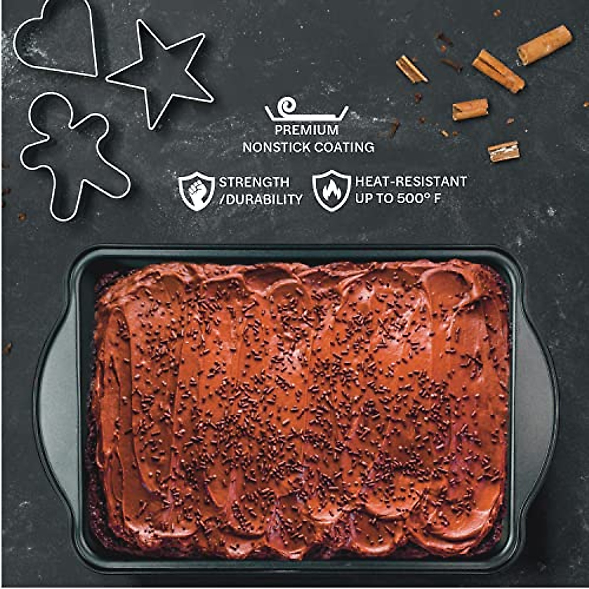 DecorRack Non-Stick Baking Sheet, 15 x 10 Inch Jelly Roll Pan and Cookie Baking Tray, Heavy Duty Bakeware For Oven (Pack of 1)