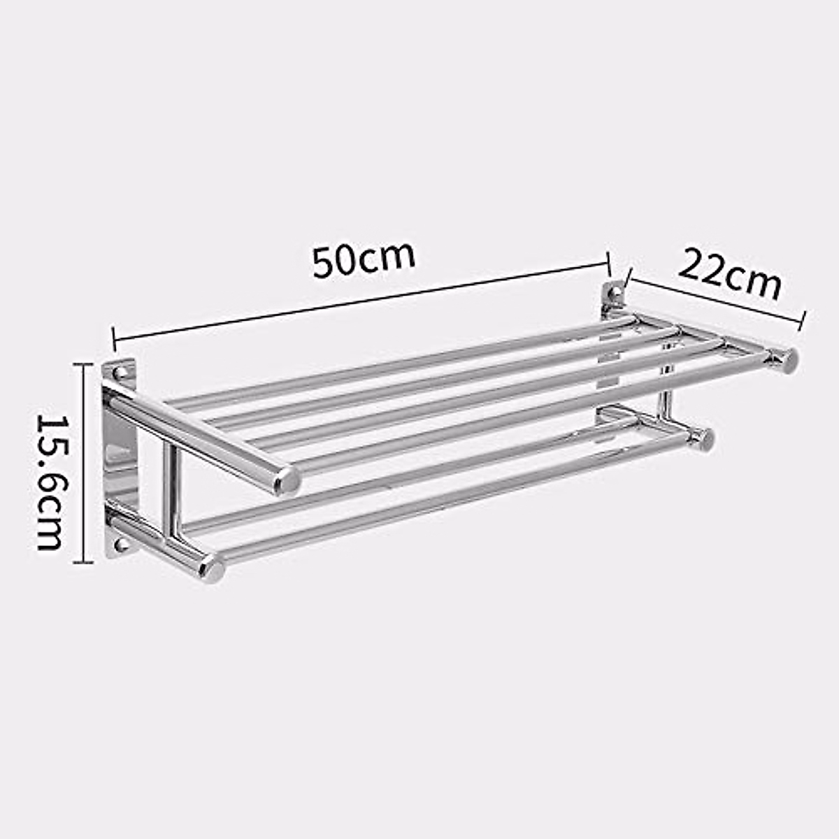 Towel Rack Stainless Steel Towel Shelf Wall Mounted Hand Towel Holder Double Towel Rail Bathroom Towel Shelf for Bathroom Kitchen -A-50cm (Color : A50cm)