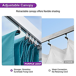 PURPLE LEAF 10' x 13' Outdoor Retractable Pergola Aluminum with Sun Shade Canopy DIY Patio Modern Heavy-Duty Brown Shelter for Garden Yard Pavilion Grape Trellis Porch, Beige