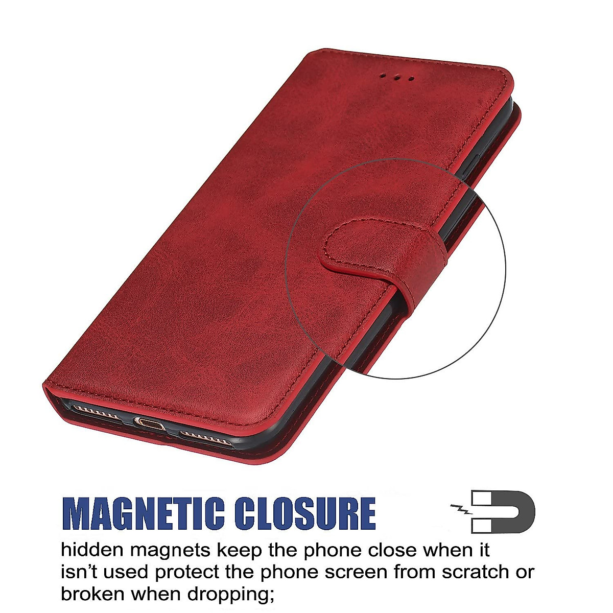 Case for Oppo Reno2 Z Wallet Case,with Card Holder Kickstand Magnetic Closure PU Leather Flip Case Cover for Oppo Reno2 Z 6.53" -Red