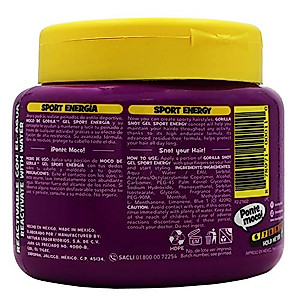 Moco de Gorila Gorilla Snot Gel Sport Energy Hair Styling Hair Gel, Reactivatable with water, Long-lasting Hold, 3-Pack of 9.52 Oz Each, 3 Jars