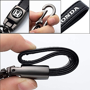 Dialeesi Genuine Leather Car Keychain Compatible with Honda Accord Civic Fit CRV Pilot EX CR-V EX-L Touring Pilot Car Key Chain for Men and women Family Present Key Ring
