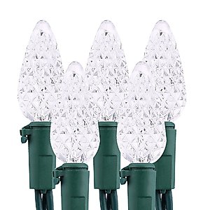 Brizled Upgrade Faceted C5 LED String Lights, 100 LED 33ft Mini String Lights, 120V UL Certified Clear Christmas Light Set for Indoor & Outdoor Decoration, Patio, Garden, Party and Holiday, Cool White