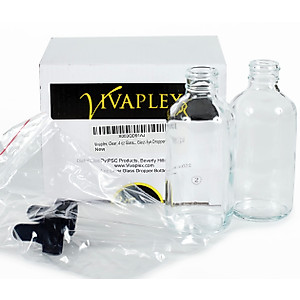 Vivaplex, Clear, 4 oz Glass Bottles, with Glass Eye Droppers - 2 pack
