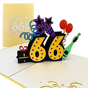 ALPHAK Happy 66th Birthday 3D Pop Up Card, Birthday 3D Greeting Card, 66th Birthday Gifts
