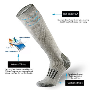 ONKE Men's Merino Wool Cushion Over the Calf Socks Heavyweight OTC Knee High Hiking Hunting Thermal Winter Western Work Boots(Green XL)