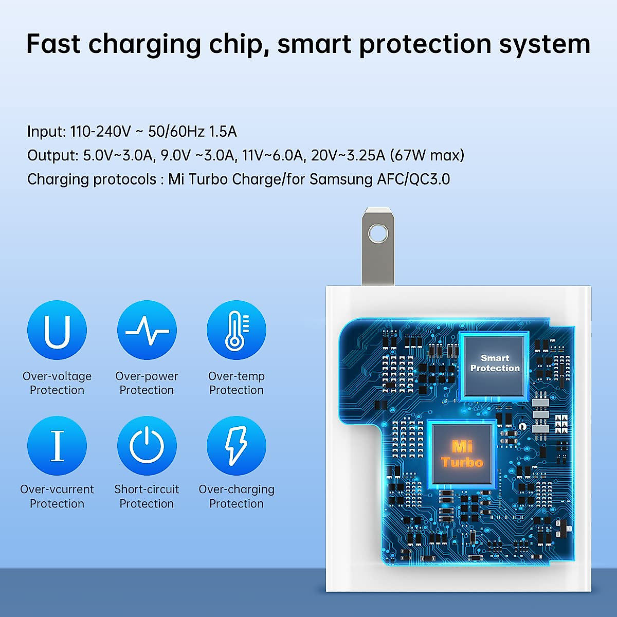 for Xiaomi Charger 67W Mi Turbo Fast Wall Charger for Xiaomi 14 13 12 13t 12t 12s Pro Lite Redmi Note K60 K50 11 11s 12 Pro Plus Poco X6 F5 X5 F4 X4 Gt Black Shark Mix Fold 2 3 3.3ft 6A Type C Cable