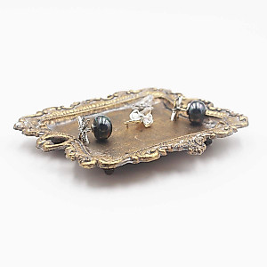 Funly mee Small Antique Trinket Dish Vintage Gold Jewelry Tray, Ring Holder