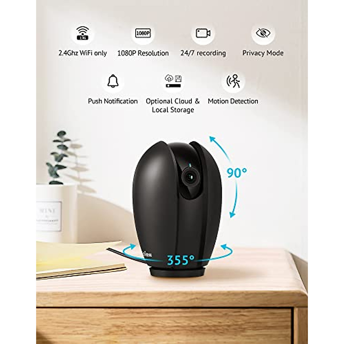 LaView Baby Monitor with Phone App (2 Pack), 1080P WiFi Pet Camera Indoor, 360° Home Security Camera with Motion & Sound Detection, Two-Way Audio, Night Vision, Local & Cloud Storage, Works with Alexa