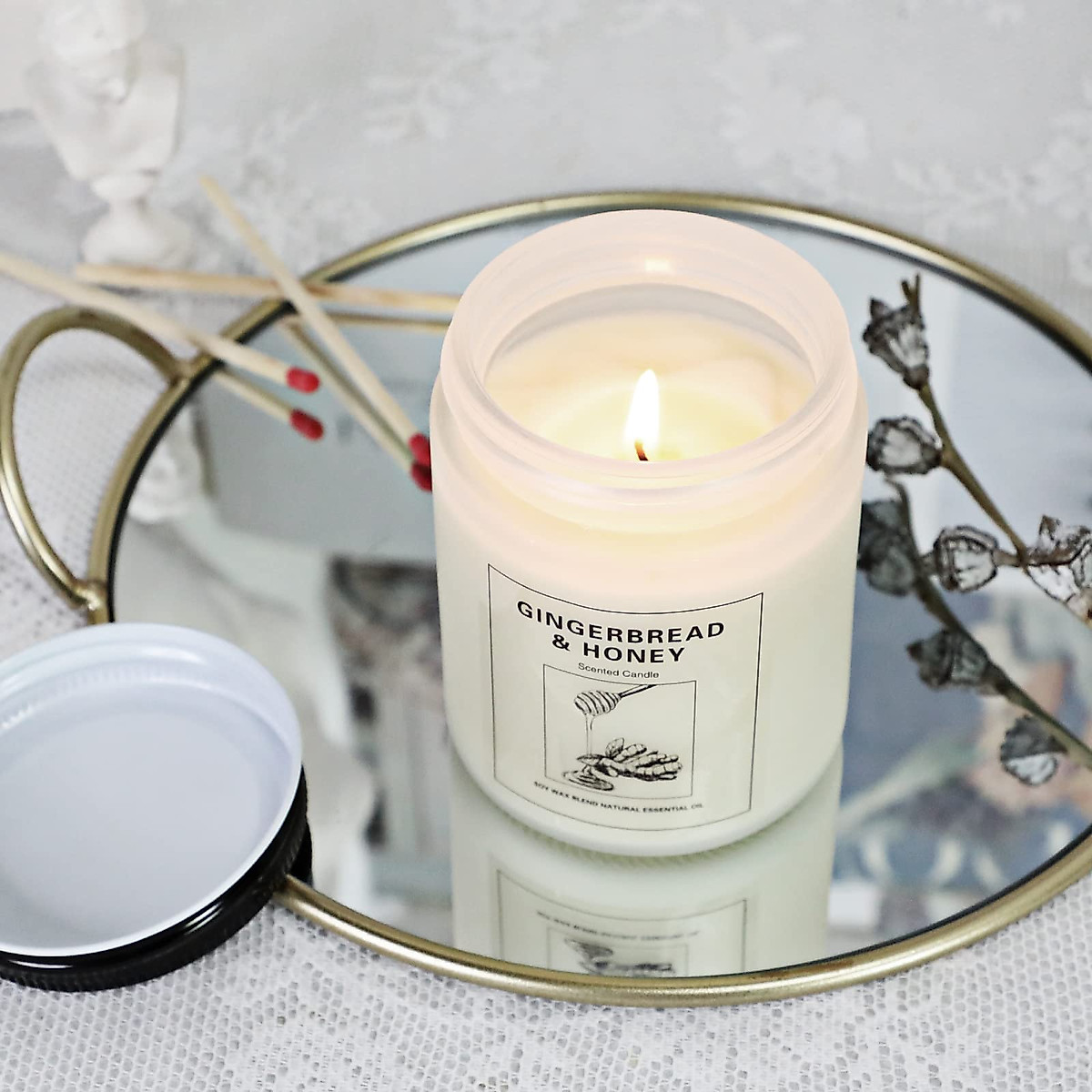 Gingerbread and Black Cherry Scented Candles Set, 2 Pack 7.2 oz Soy Candles for Home Scented, Aromatherapy Candle Set with Strongly Fragrance, Gifts for Women, Mom, Valentines Day Gifts