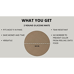 2-pack Non-Stick Silicon Baking Mat (Circular, 8 inch) BPA Free, Reusable and easy to Wash. Great for Baking, Pizza, Tortillas and More!