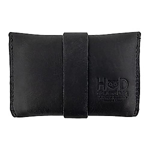 Hide & Drink, Card Holder Handmade from Full Grain Leather - Classy, Professional, Money Organizer, Compact Storage for Debit & Credit Cards - Charcoal Black