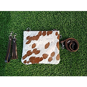 Cowhide Purse Crossbody Handbag Clutch Brown White Cow Hide Hair on Calf Hide Leather Fur | Women Cowhide Crossbody Purse Bag
