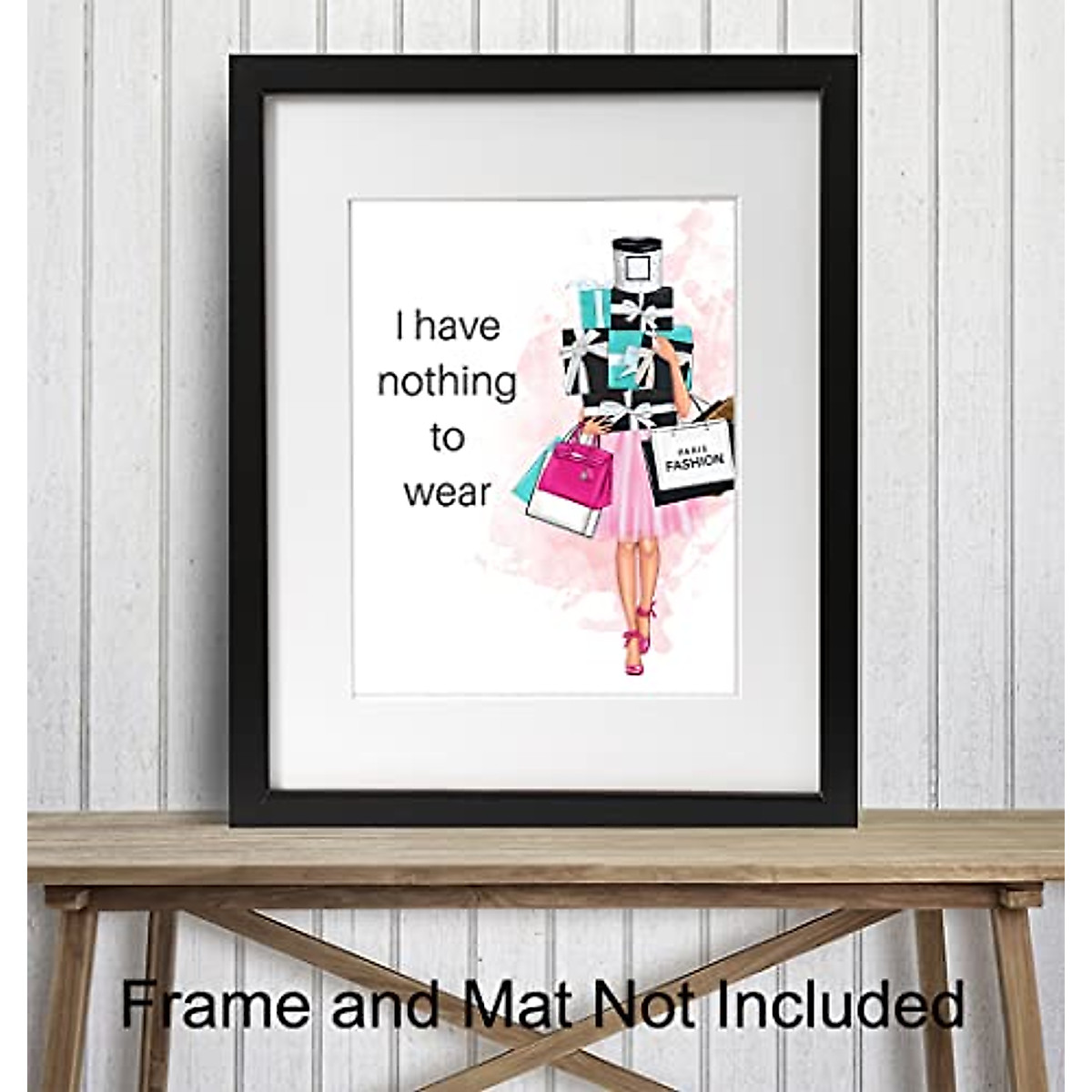 Fashion Wall Decor for Women - Glam Decor - Designer Wall Art - High Fashion Wall Art - Bathroom, Bedroom Decor for Women - I Have Nothing to Wear - Light Blue 8x10