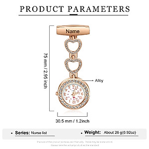 Nurse Watches for Nurses Doctors, Custom Nurse Watches Hanging Engraved Name Lapel Pin Watch on Nursing Watch, Personalized Nurses Pocket Watches for Graduation Birthday Valentine's Day Mothers Day (Rose gold 2)