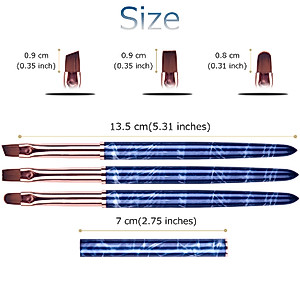 Ycyan 3Pcs Oval & Flat & Angled UV Gel Nail Brush Set, Professional Nail Art Design Brushes for Polygel UV Builder Gel Nails Extension